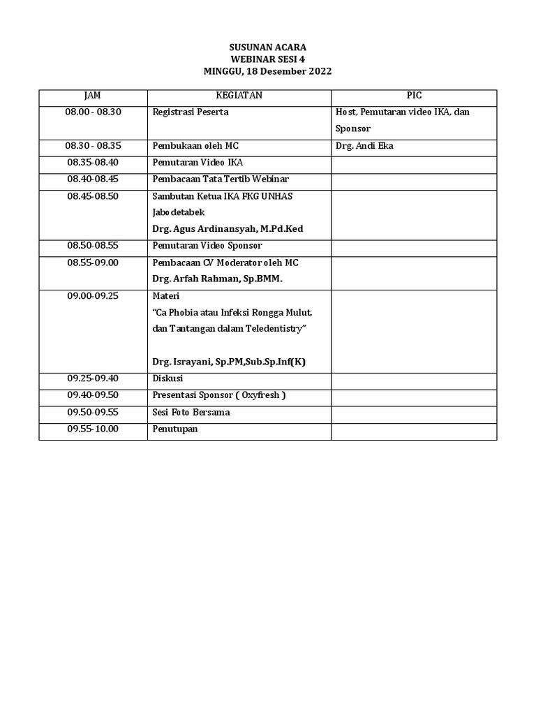 SUSUNAN ACARA Sesi 4 | PDF