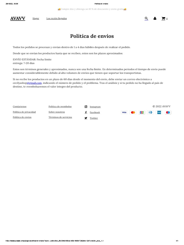 Politica de Envios | PDF