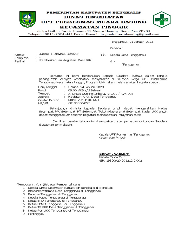 Surat Pemberitahuan Ke Desa Muara Basung | PDF