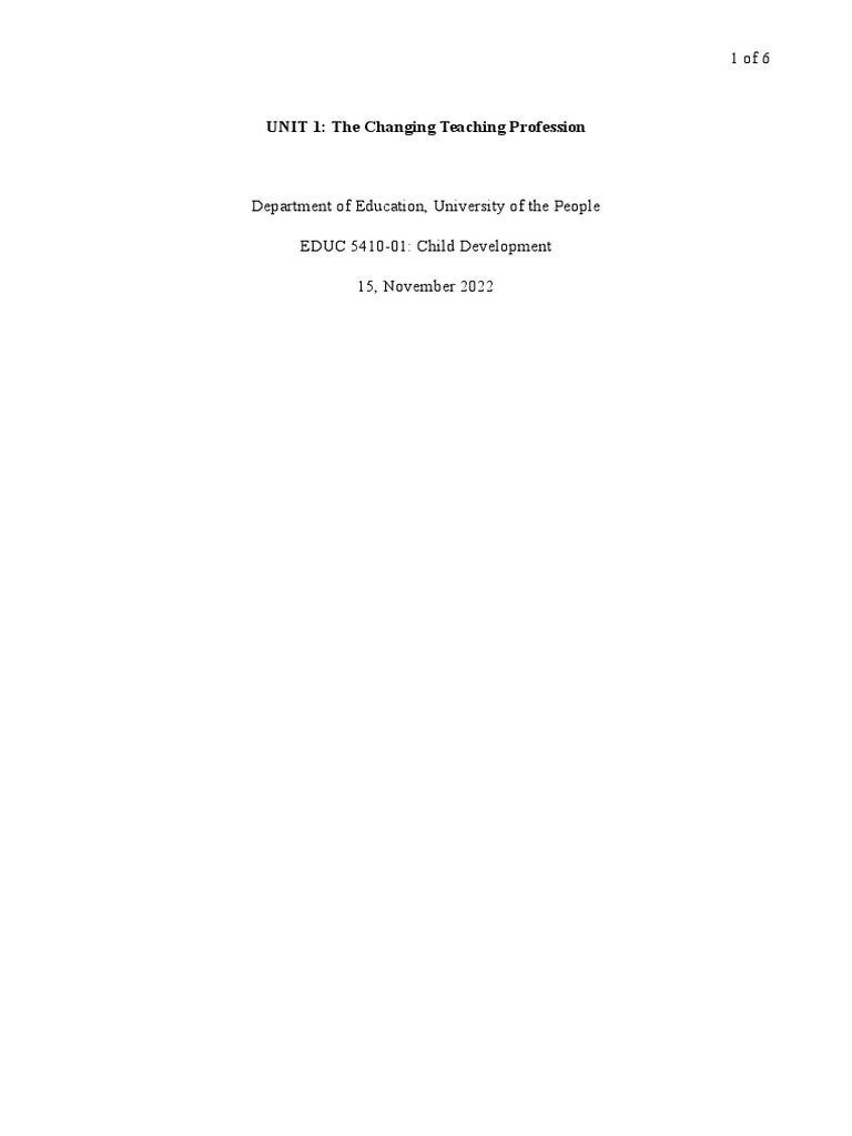 Unit 1 (EDUC 5410) WA | PDF | Teaching Method | Teachers