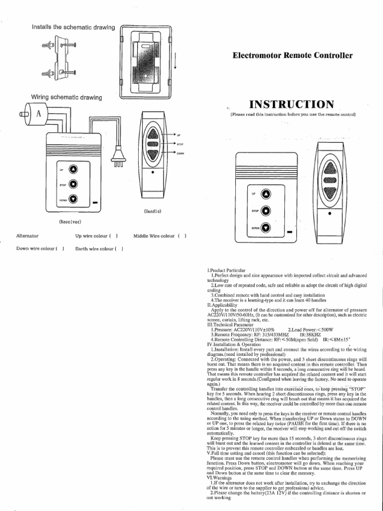Instruction Book of Remote Control TP02RF | PDF