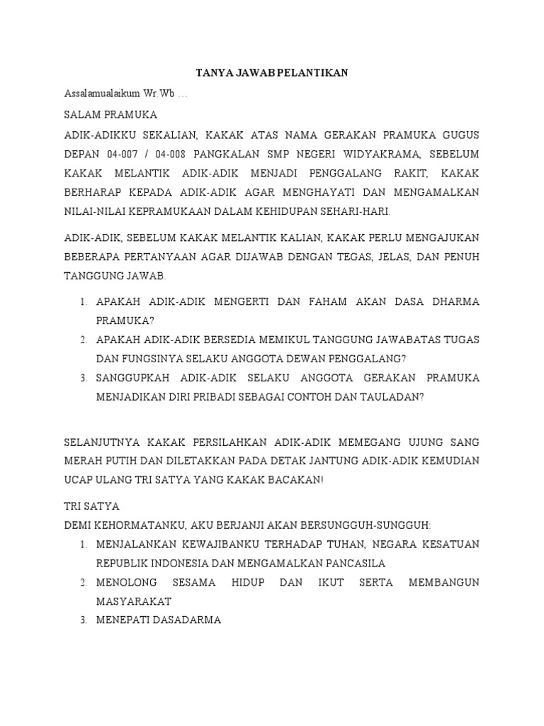 Tanya Jawab Pelantikan | PDF