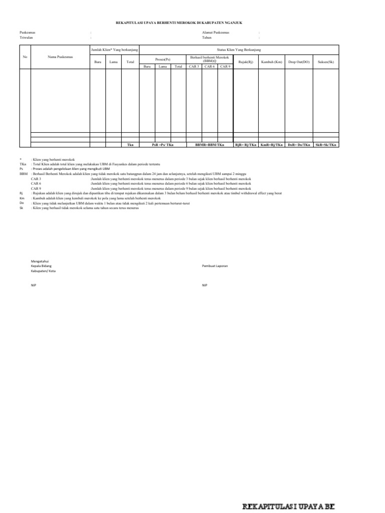Form Rekapitulasi Ubm Di Kabupaten | PDF