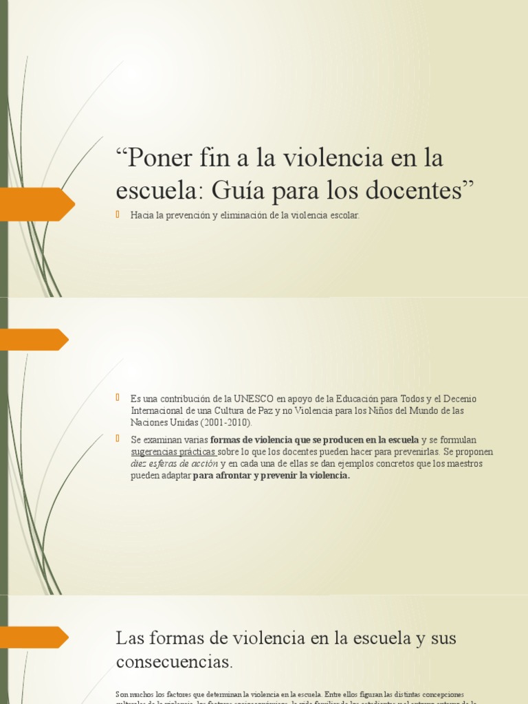 Poner Fin A La Violencia En La Escuela Pdf Violencia Acoso