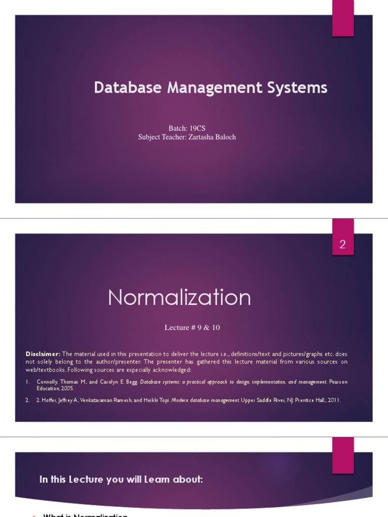 Lecture 9 And 10 Normalization Pdf Databases Data Model