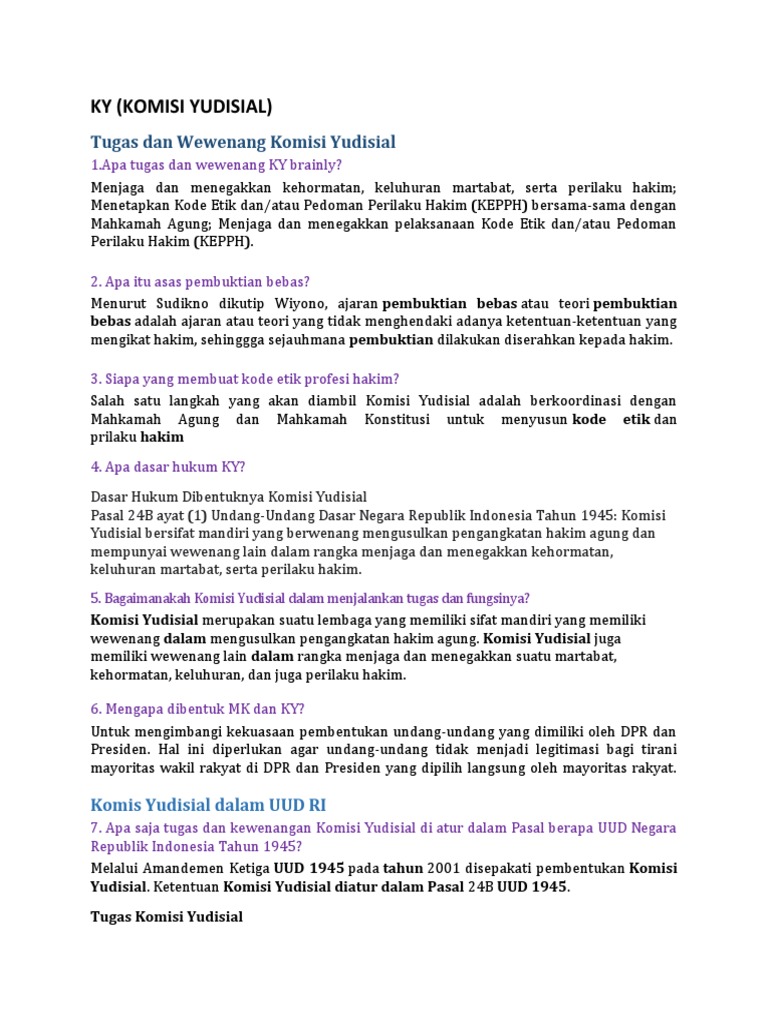 Ky (Komisi Yudisial) | PDF