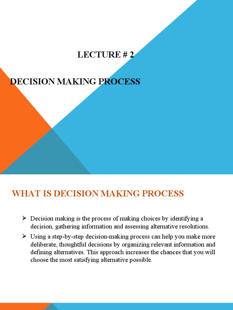 Lecture 2 Decison Making Process | PDF | Decision Making | Behavioural ... Lecture 2 Decison Making Process | PDF | Decision Making | Behavioural ...