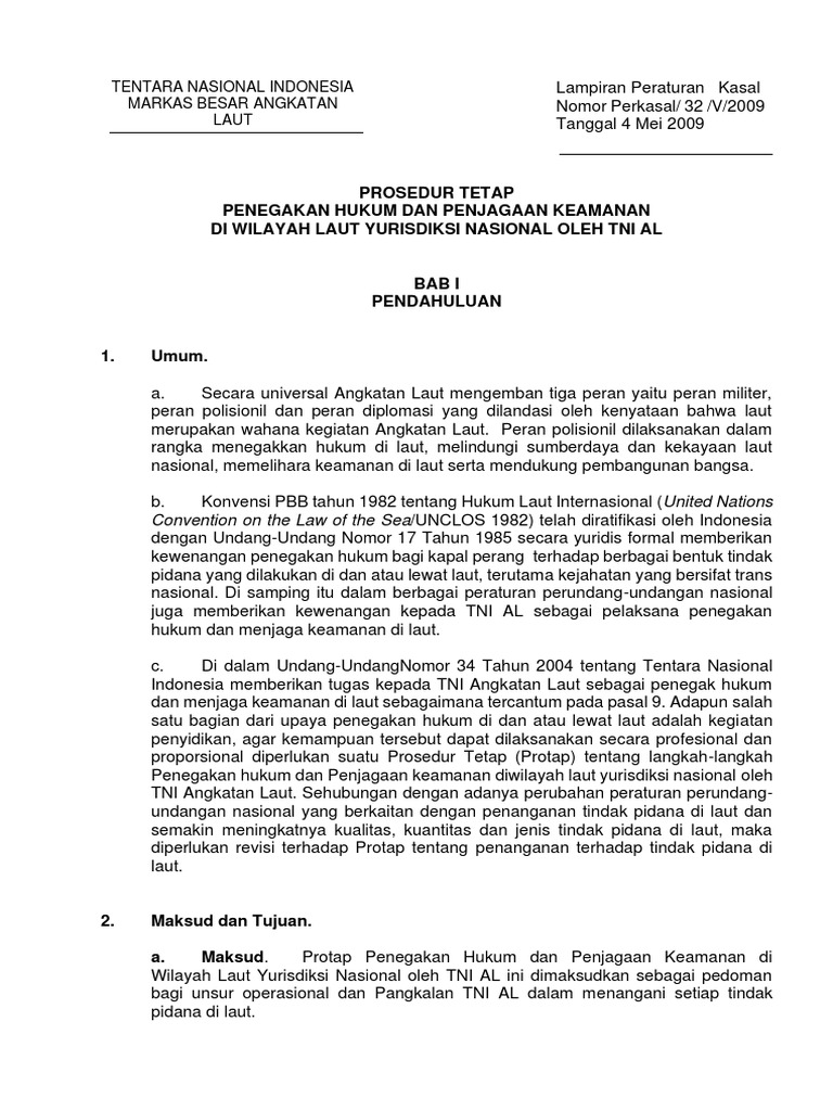 Perkasal Nomor 32 Tahun 2009 TTG Protap Kamla | PDF