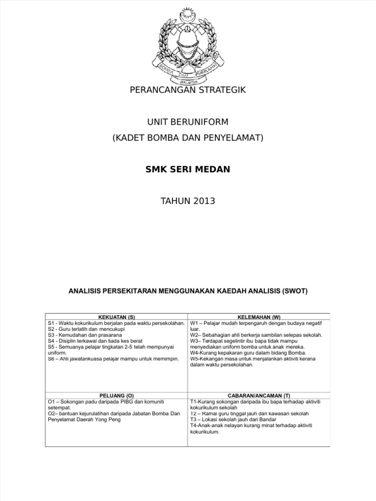 Dokumen - Tips - Pelan Strategik Kadet Bomba Dan Penyelamat | PDF