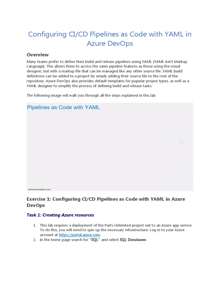 Configuring CICD Pipelines As Code With YAML in Azure DevOps | PDF | Databases | Computer ...