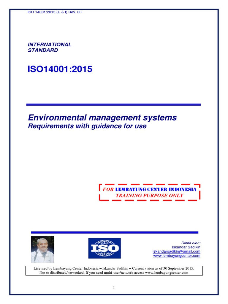 02 Standar Iso 14001 - 2015 (E - I) - Rev 00 | PDF | Audit | Regulatory ...