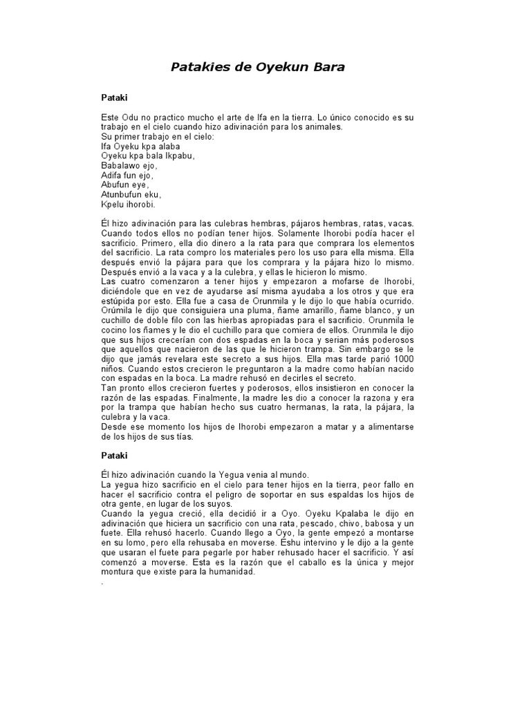 Patakies Oyekun Bara | PDF