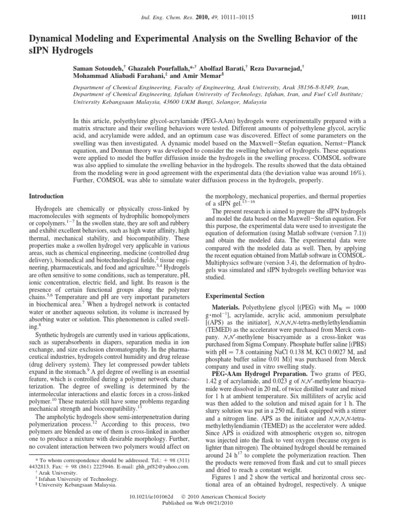 Sotoudeh2010-Dynamical Modeling and Experimental Analysis On The Swelling Behavior of The sIPN ...