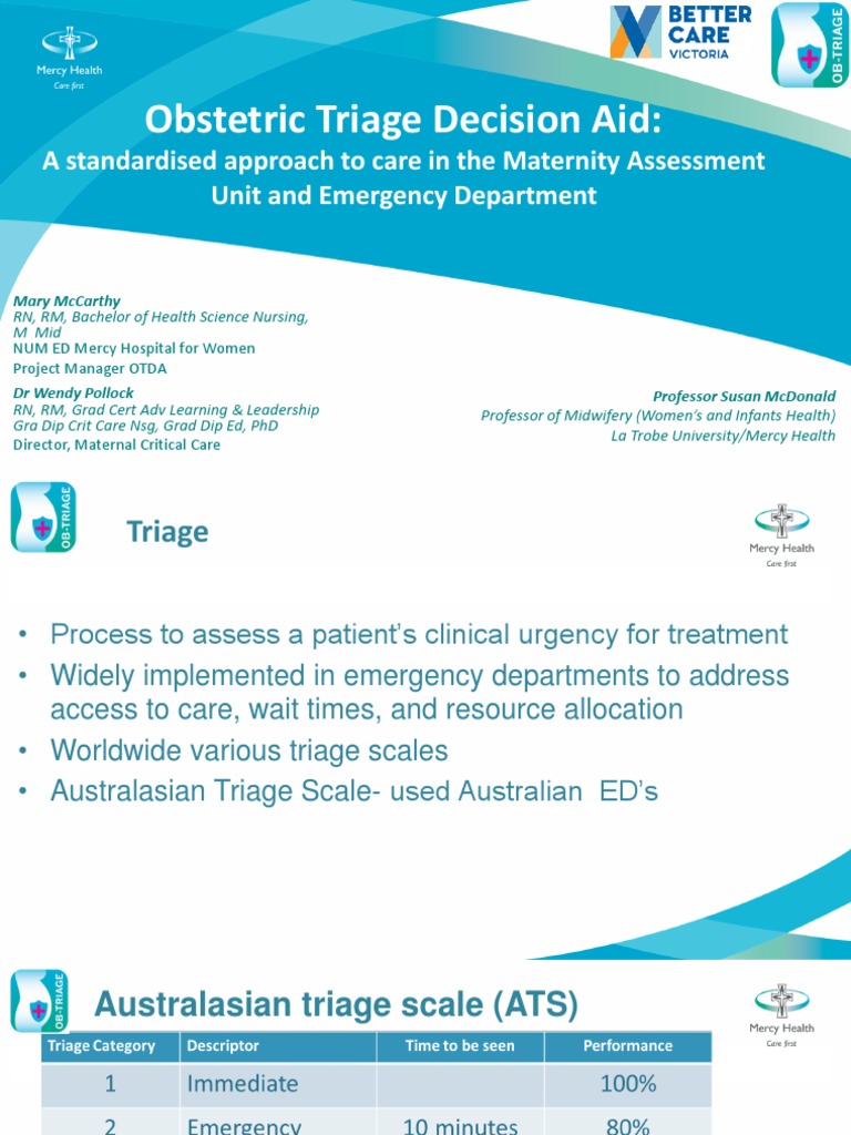 Mercy Obstetric Triage OTDA A Standardised Approach To Care CHA Slides ...
