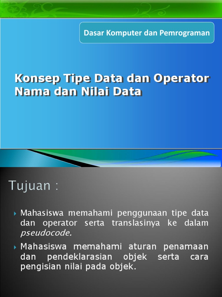 Konsep Tipe Data dan Operator Dasar Pemrograman | PDF