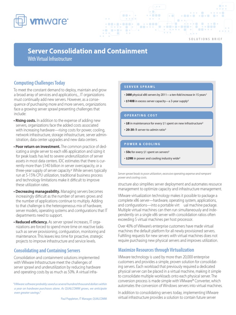 Server Consolidation | PDF | Virtualization | V Mware