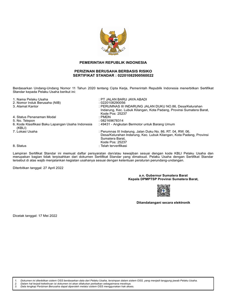 Izin Angkutan Barang Umum | PDF