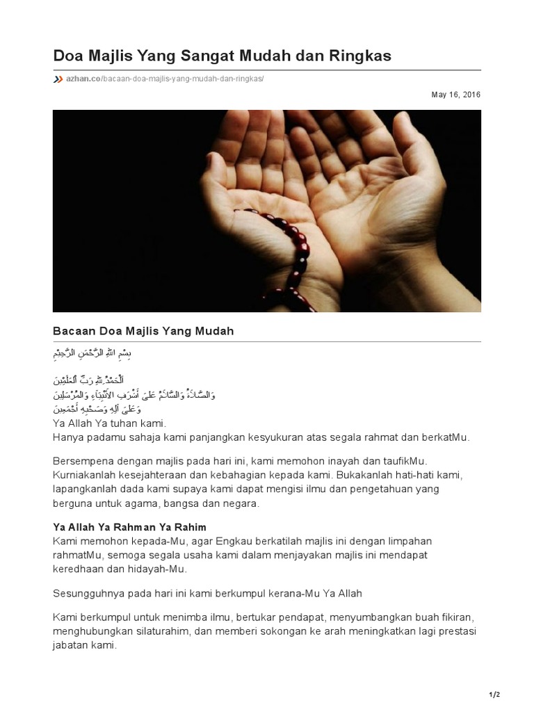 Azhan - Co-Doa Majlis Yang Sangat Mudah Dan Ringkas | PDF | Agama & Spiritualitas