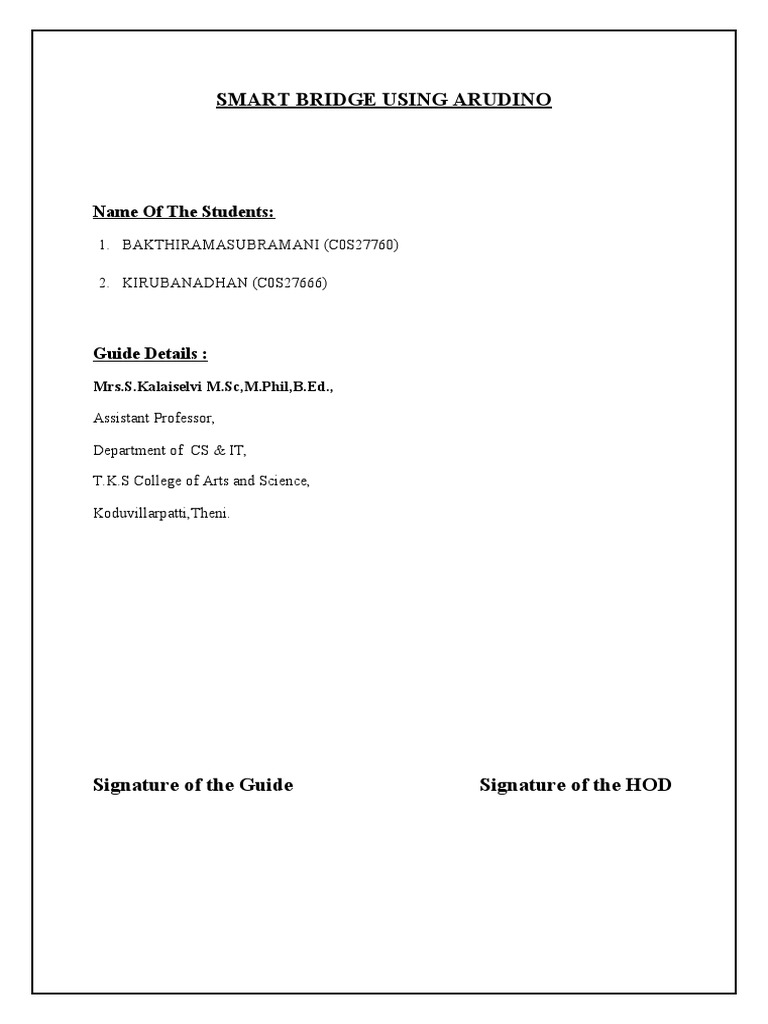 Smart Bridge Using Arudino | PDF | Computers | Technology & Engineering