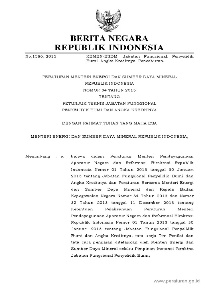 Permen ESDM Nomor 34 Tahun 2015 - JUKNIS DAN LAMPIRAN | PDF