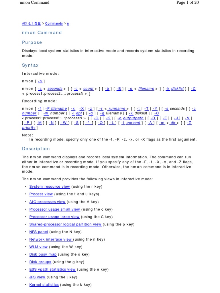 Nmon Command | PDF | Data Rate Units | File System