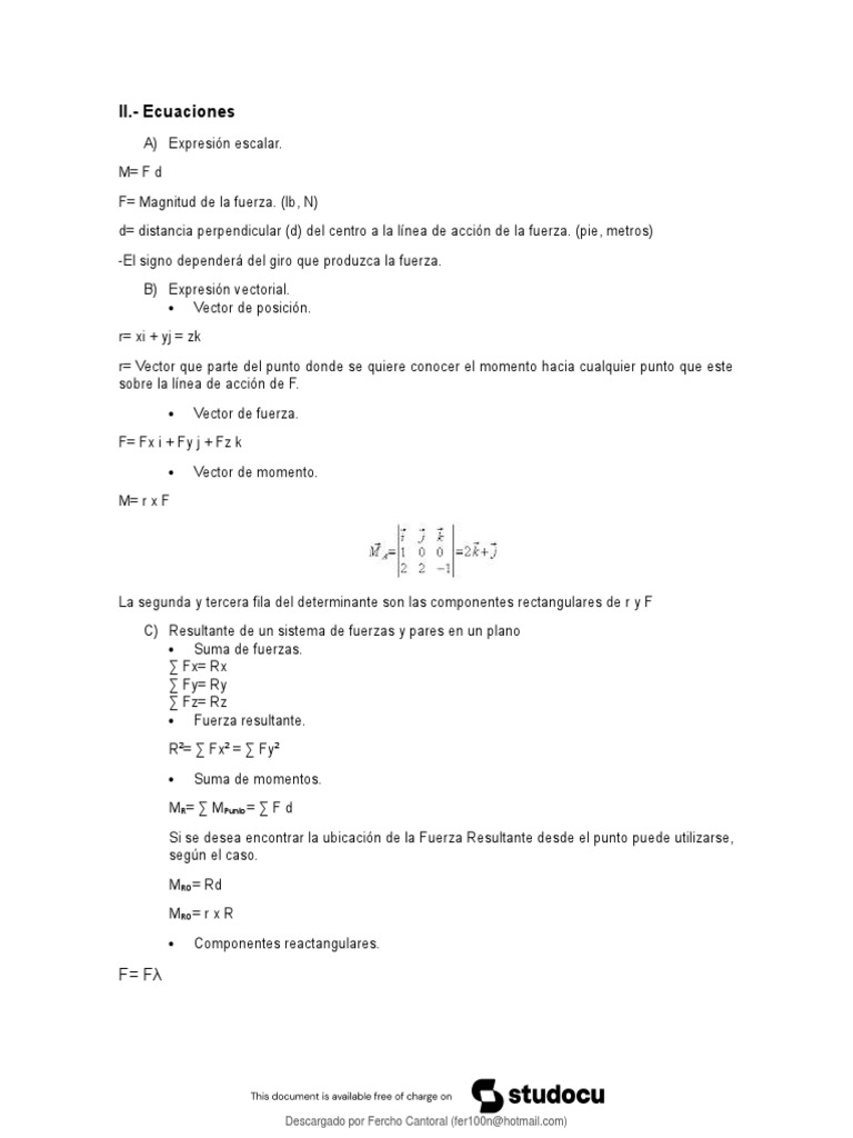 Formulario-Estatica 1 | PDF | Vector Euclidiano | Fuerza