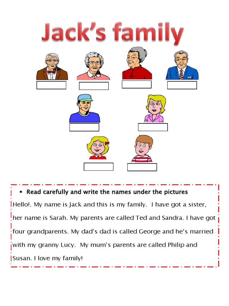 Jacks Family Reading Comprehension Exercises | PDF