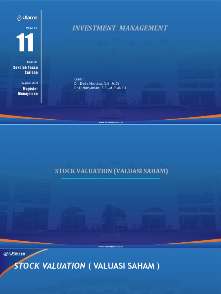 Investment PPT Valuasi Saham | PDF | Pengelolaan Keuangan & Uang