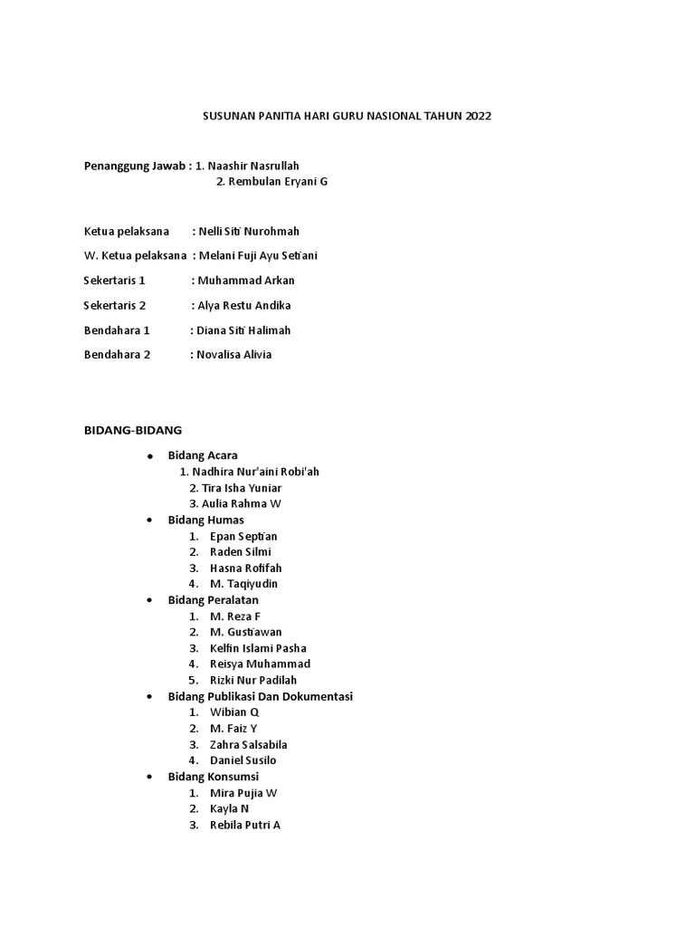 Susunan Panitia Hari Guru | PDF