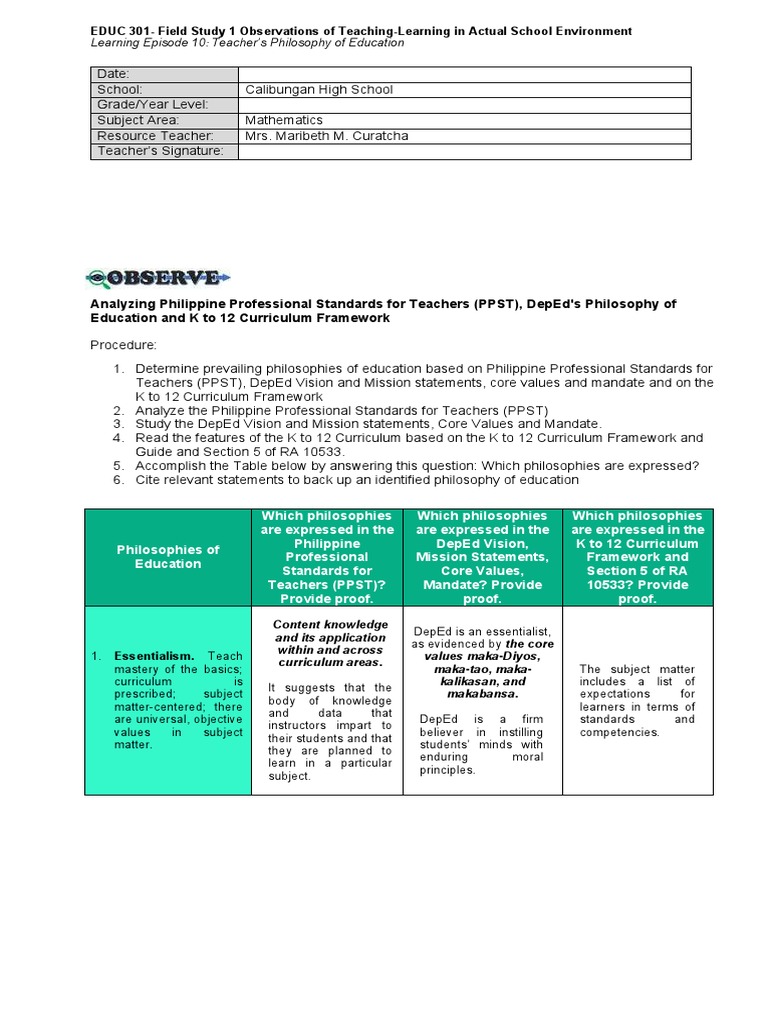 FS1 Le 10 | PDF | Learning | Teaching Method