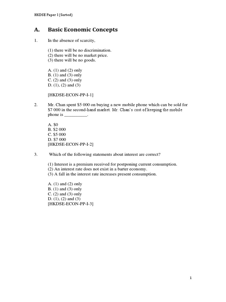 HKDSE Economics Past Paper Insights | PDF | Interest | Minimum Wage