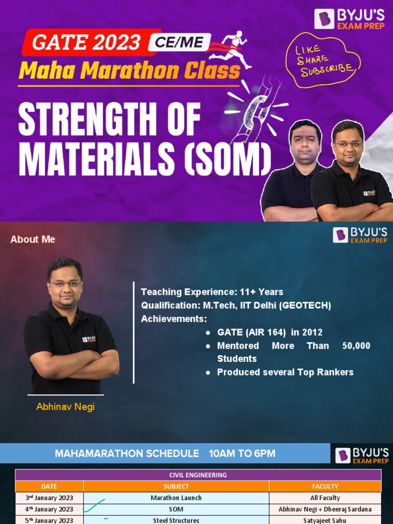 Som Complete Marathon by Abhinav and Dheeraj Sir 13 | PDF | Stress (Mechanics) | Deformation ...