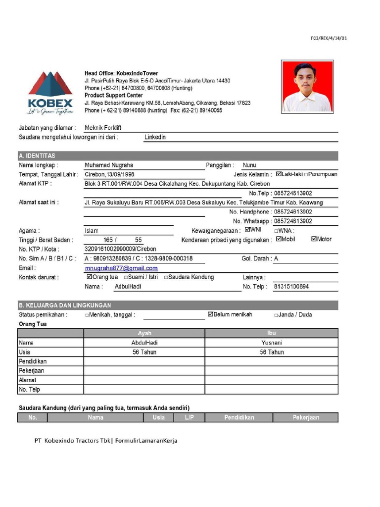Application Form PT. Kobexindo Tractors, TBK - Page-0001 | PDF