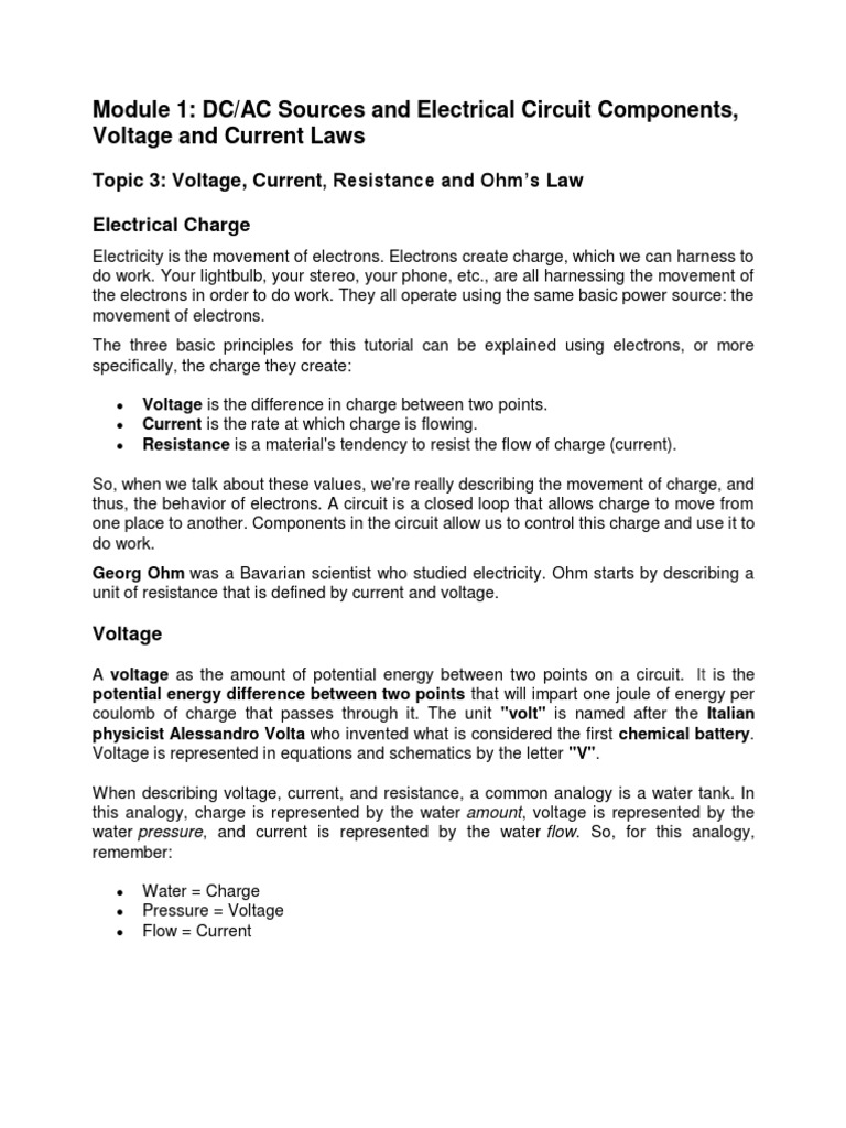 Module 1 (Topic 3-Voltage and Current Laws) | PDF | Series And Parallel ...
