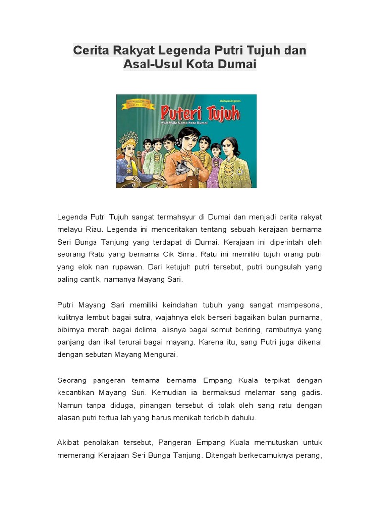 Cerita Rakyat Legenda Putri Tujuh Dan Asal | PDF