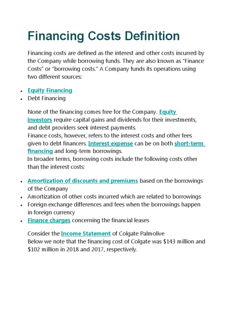 Financing Costs Definition | PDF