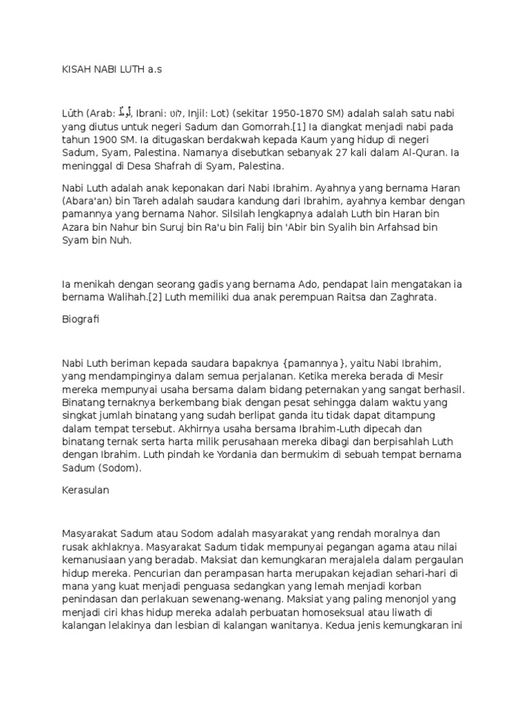 Kisah Nabi Luth dan Kaum Sodom | PDF | Agama & Spiritualitas | Ilmu Sosial