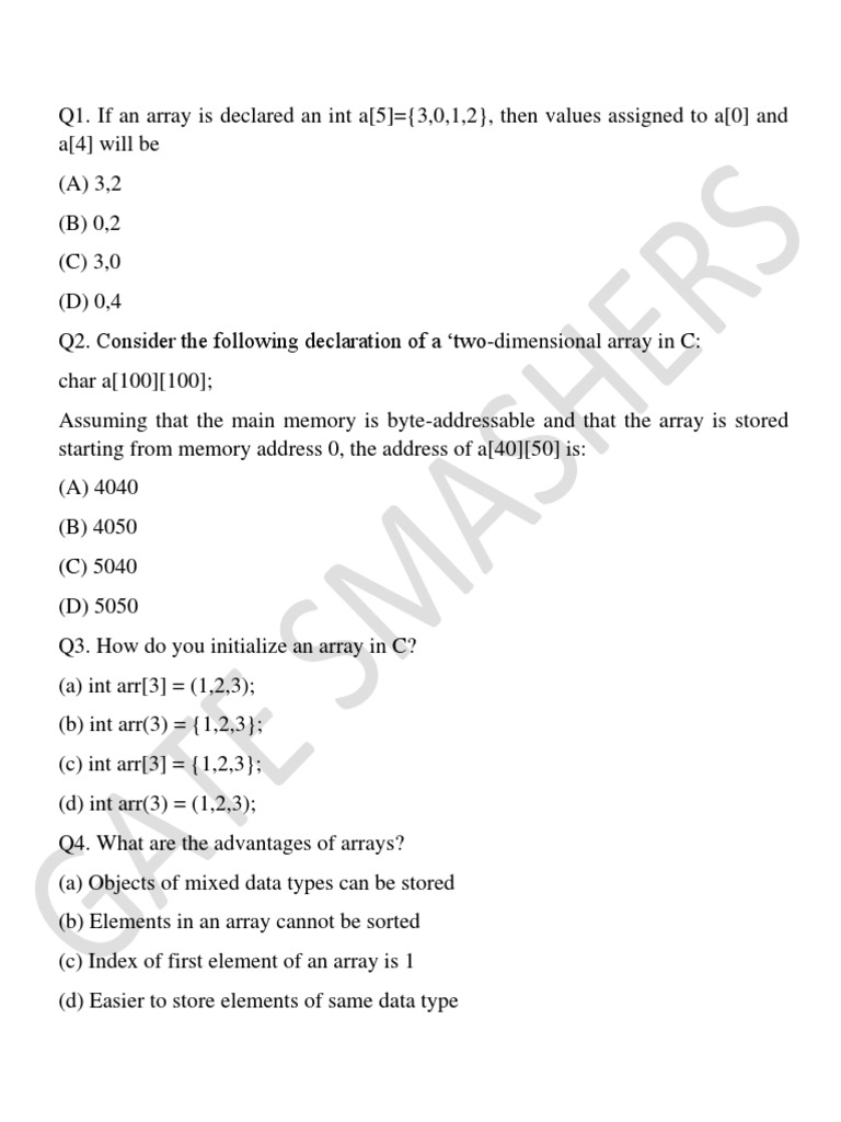 Ques. On Array & Linked List | PDF | Array Data Structure | Computer Data