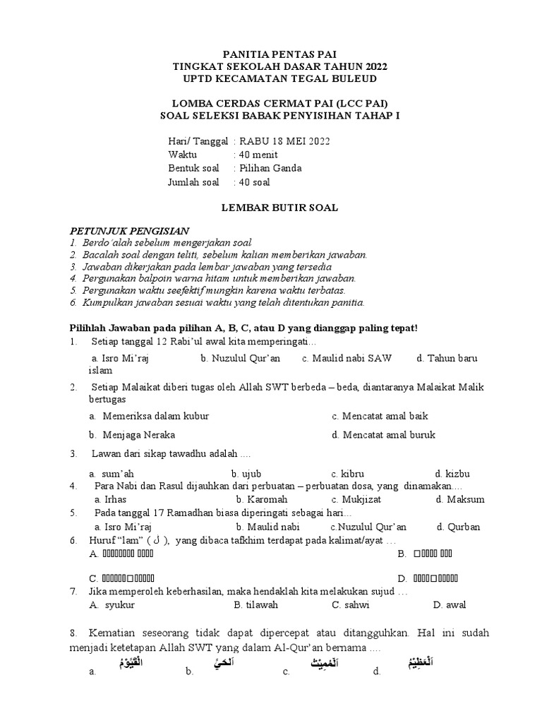 Soal Seleksi Awal 2022 TB FIX | PDF