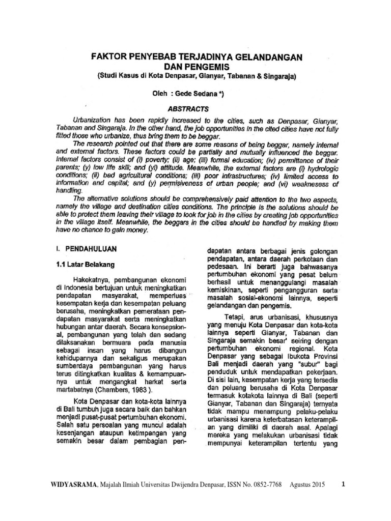 Faktor Penyebab Terjadinya Gelandang Dan Pengemis | PDF