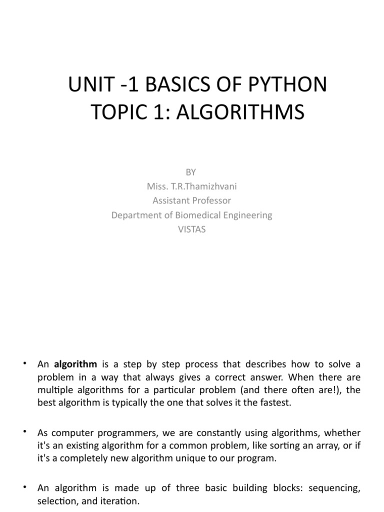 Unit - 1 Basics of Python | Download Free PDF | Algorithms | Control Flow