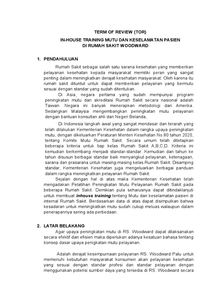 Tor Pelatihan PMKP | PDF | Bisnis