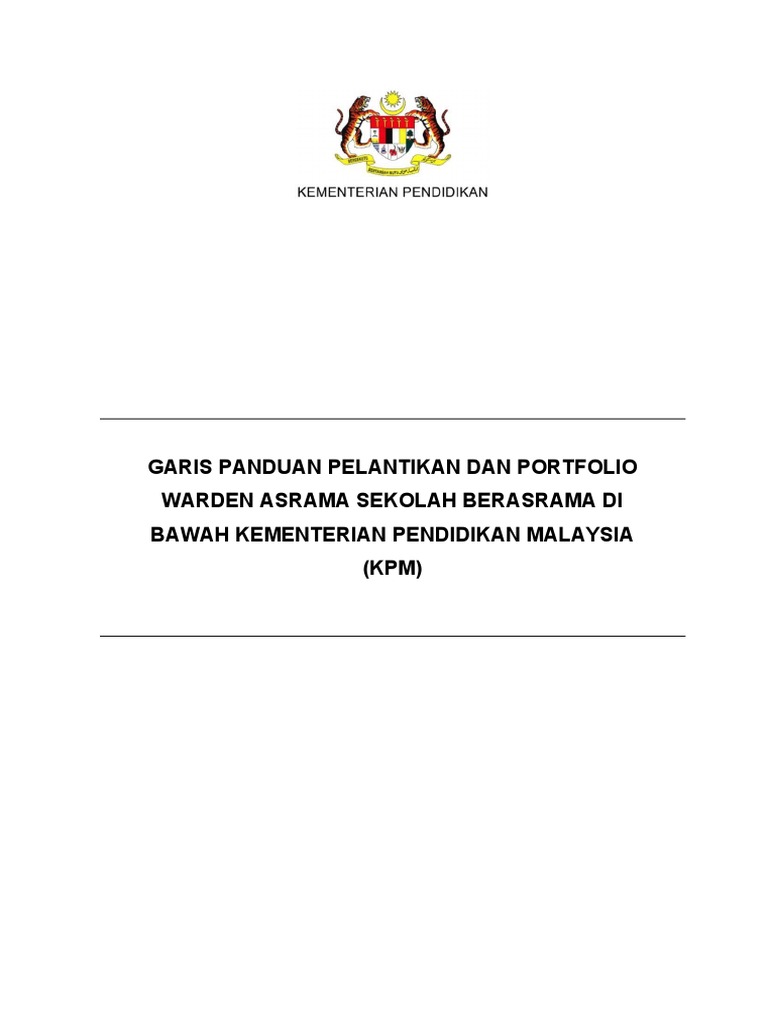 Garis Panduan Pelantikan Dan Portfolio Warden Asrama Sekolah Berasrama ... Garis Panduan Pelantikan Dan Portfolio Warden Asrama Sekolah Berasrama ...