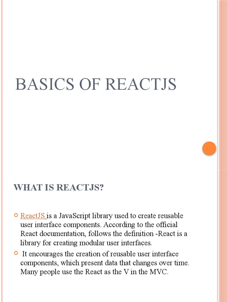 Basics-Of-Reactjs 9296446 Powerpoint | PDF