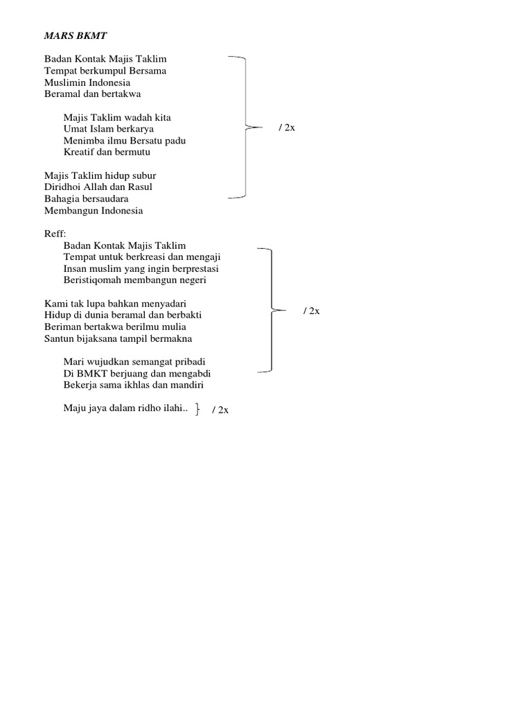 Lirik dan Teks Mars BKMT | PDF | Karier & Perkembangan