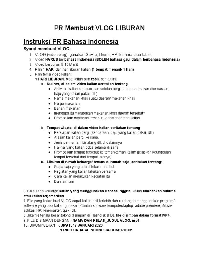 PR Membuat VLOG Bahasa Indonesia | PDF