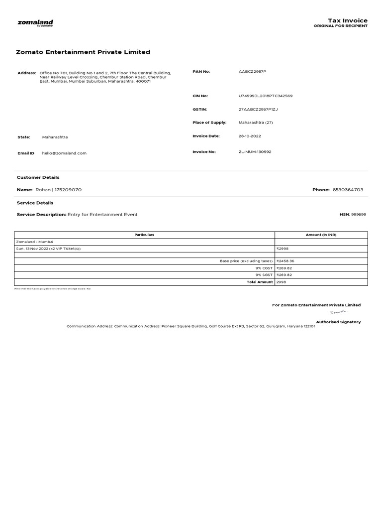Zomaland Invoice A60501d7 | PDF | Public Finance | Government Finances