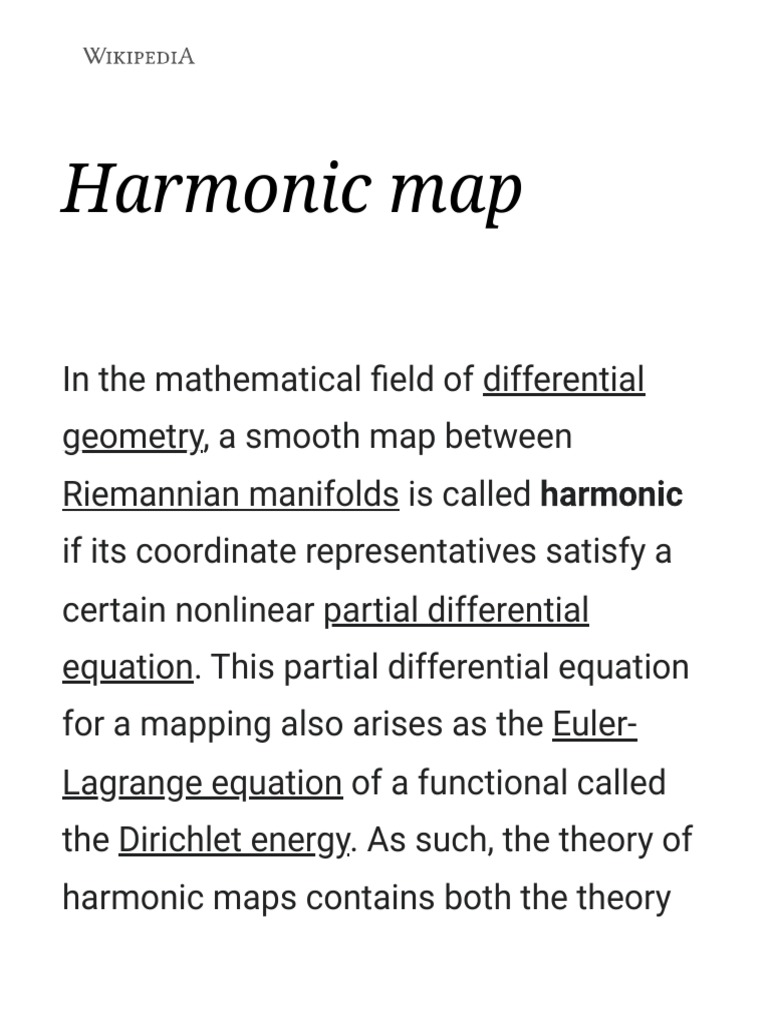 Harmonic Map - Wikipedia | PDF | Mathematical Concepts | Mathematical Analysis
