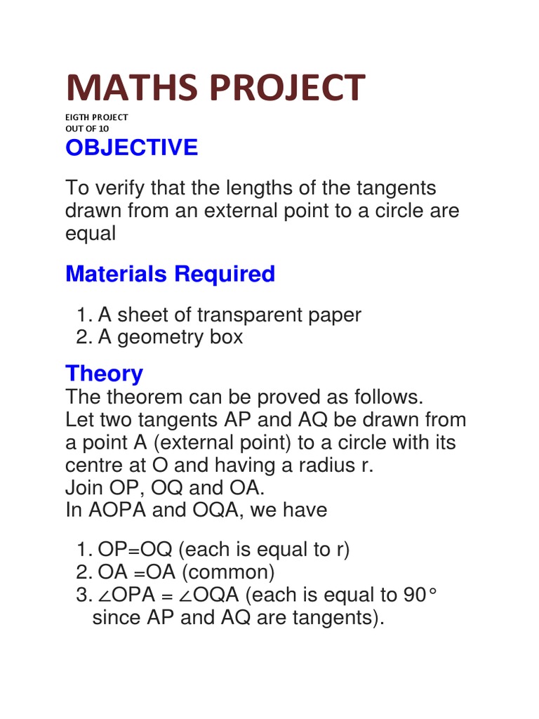 Maths Project 8 | PDF | Teaching Methods & Materials