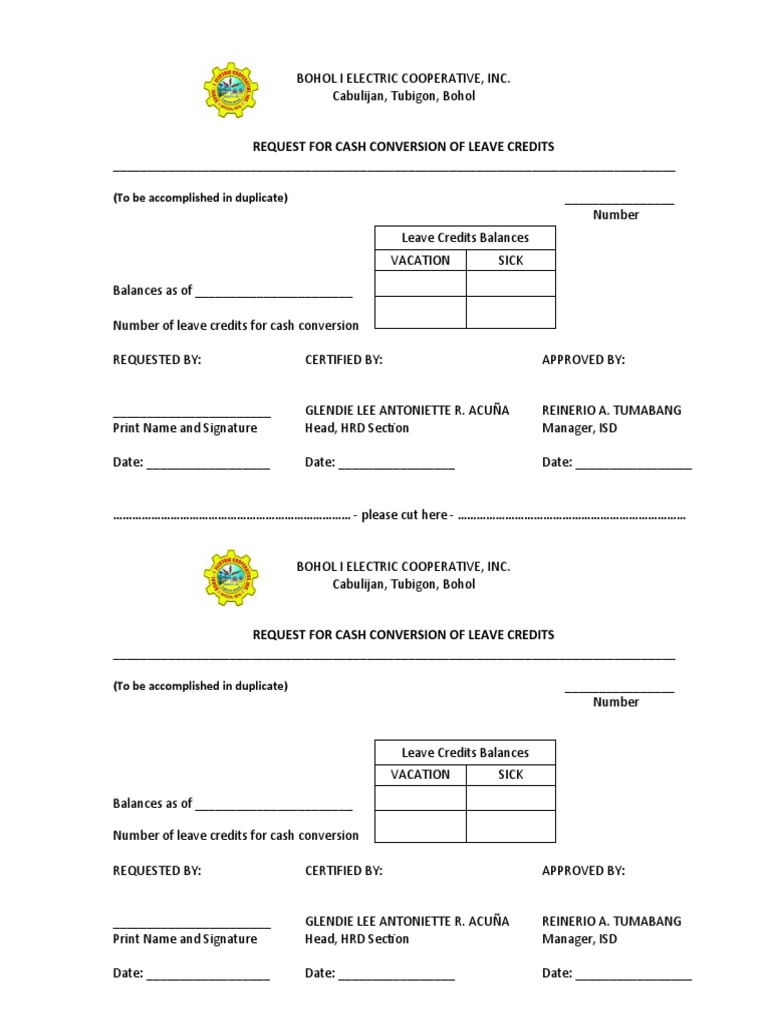Leave Credit Cash Conversion Request | PDF
